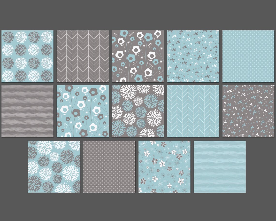 Brown and Blue Digital Paper Scrapbook Paper Spring | Etsy