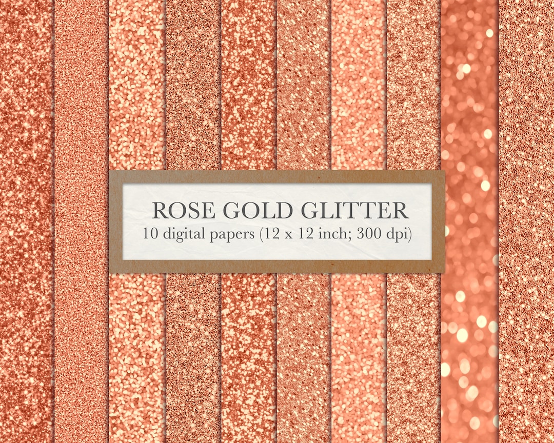 Rose Gold Glitter Digital Paper, Glitter, Fine Glitter, Pink, Rose Gold ...
