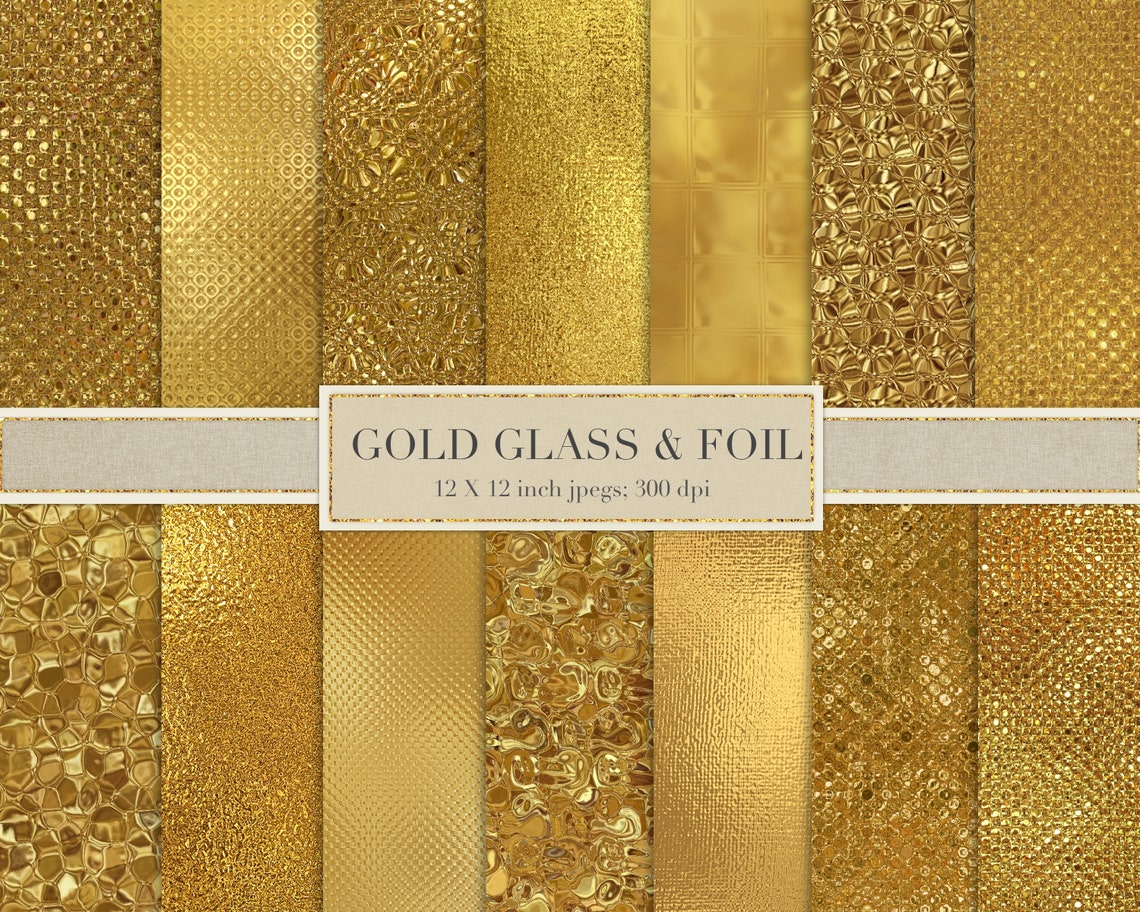 Gold foil digital paper scrapbook paper metallic gold | Etsy