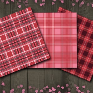Valentine Digital Paper, Valentine Plaid Digital Paper, Love Digital ...