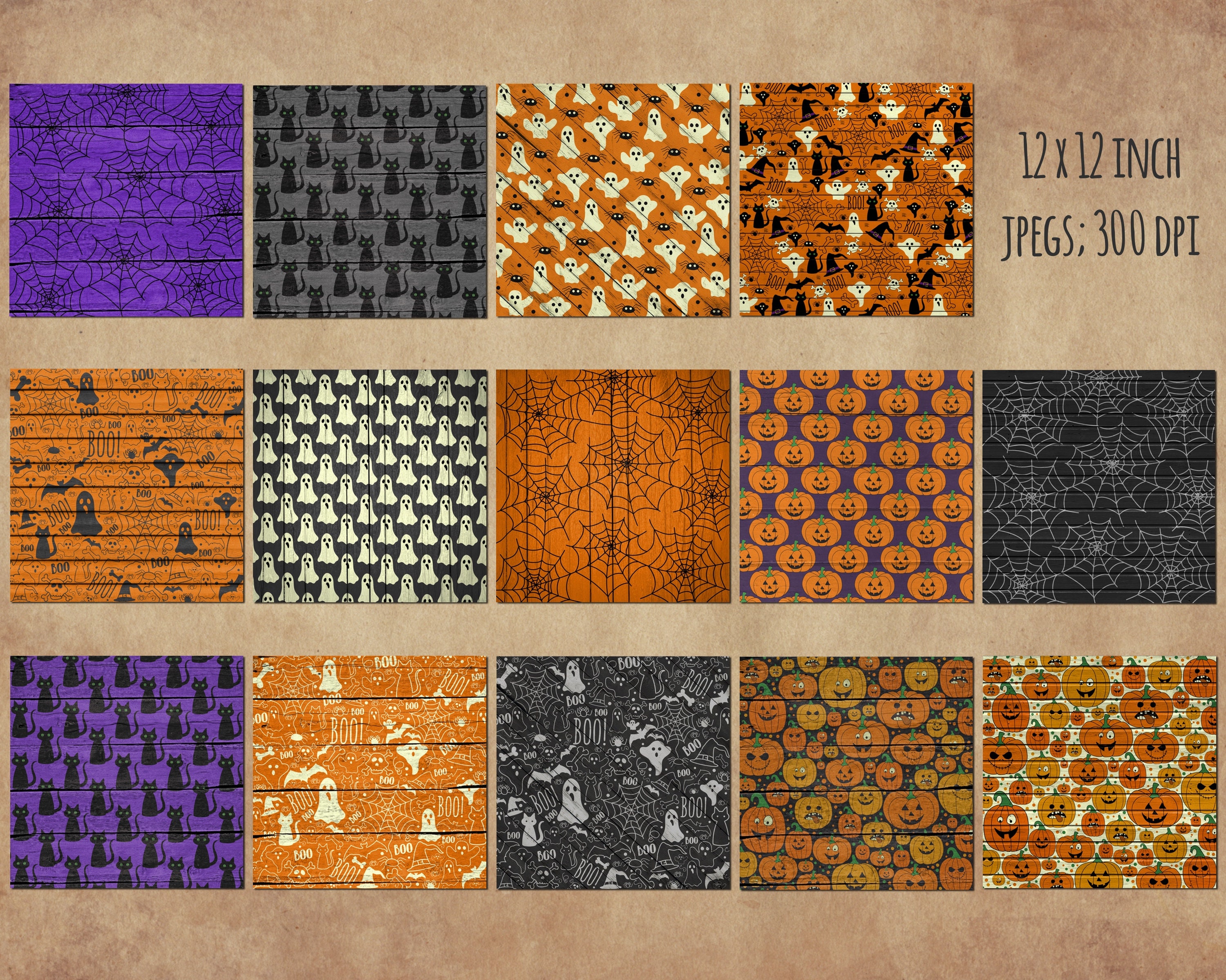 Halloween Wood Rustic Halloween Digital Paper Backgrounds | Etsy