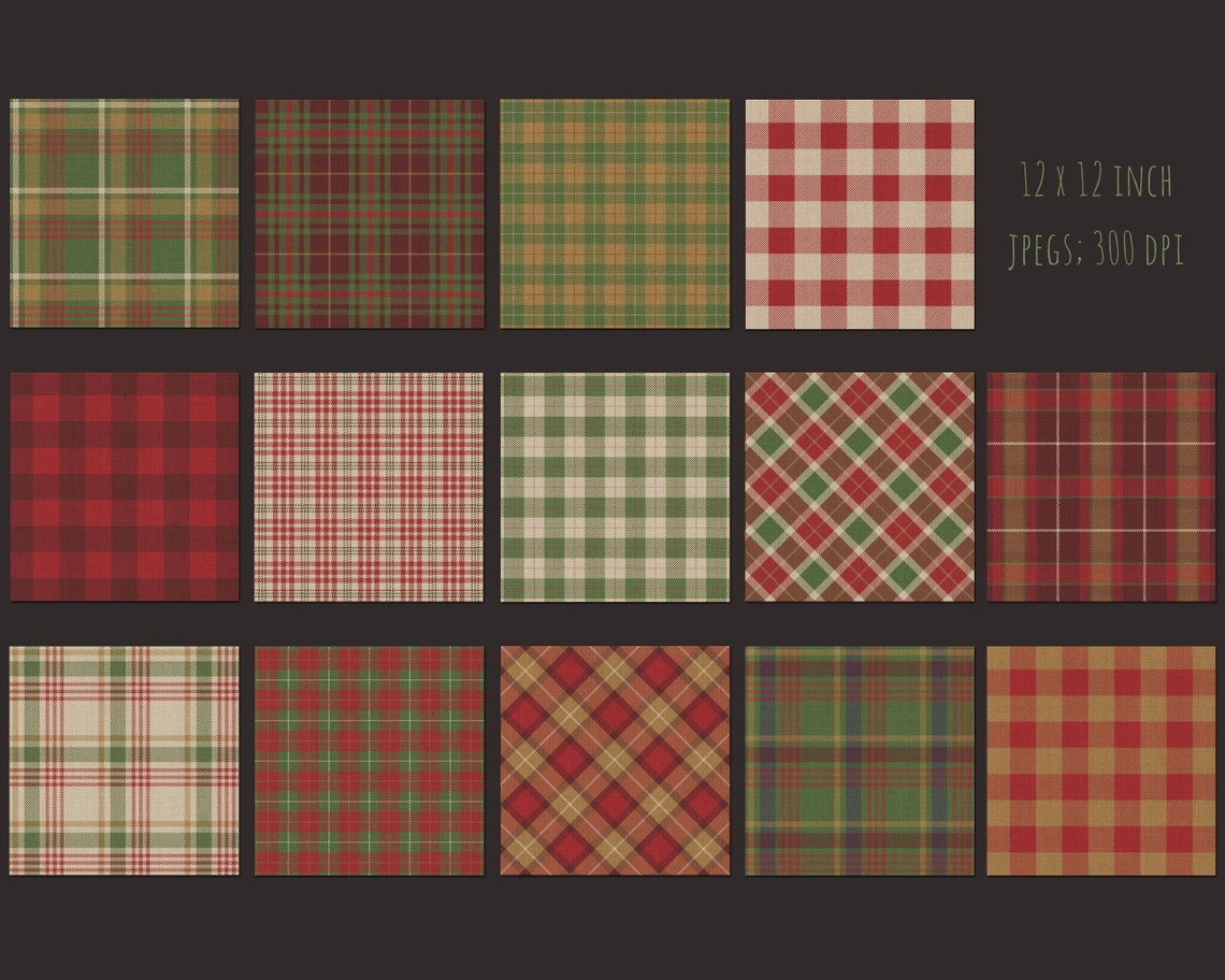 Christmas Plaid Christmas Tartan Digital Paper Realistic | Etsy