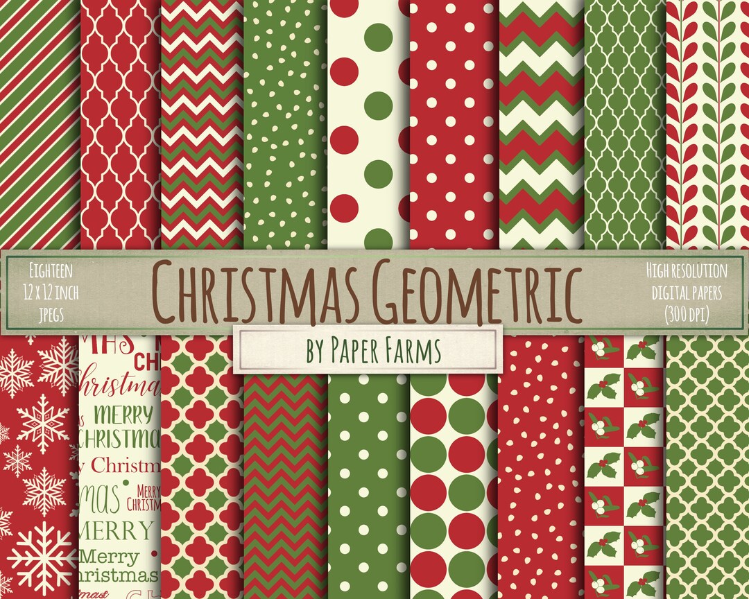 Christmas Digital Paper, Christmas Scrapbook Paper, Kelly Green ...