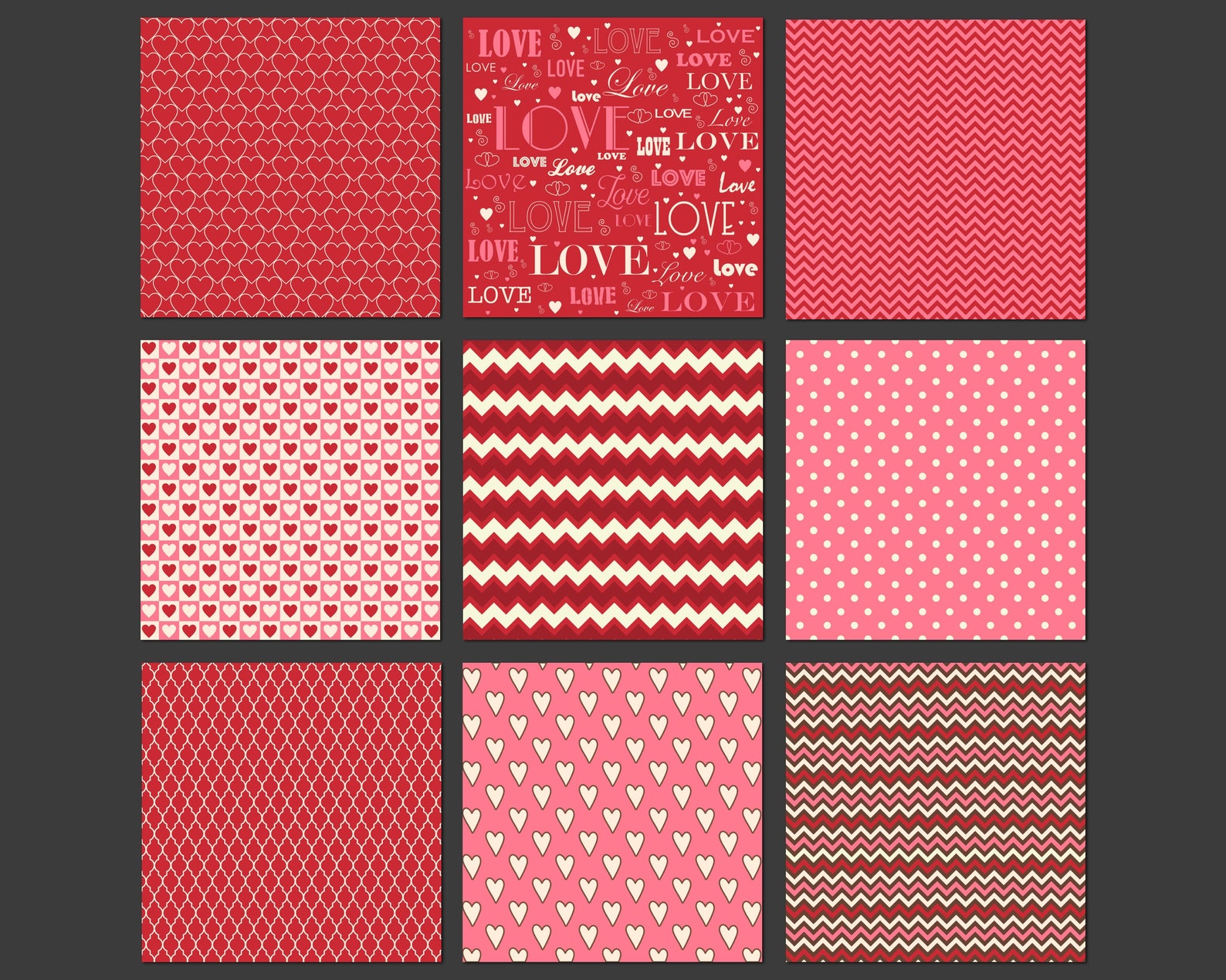 Valentine Digital Paper Valentine Scrapbook Paper Love - Etsy