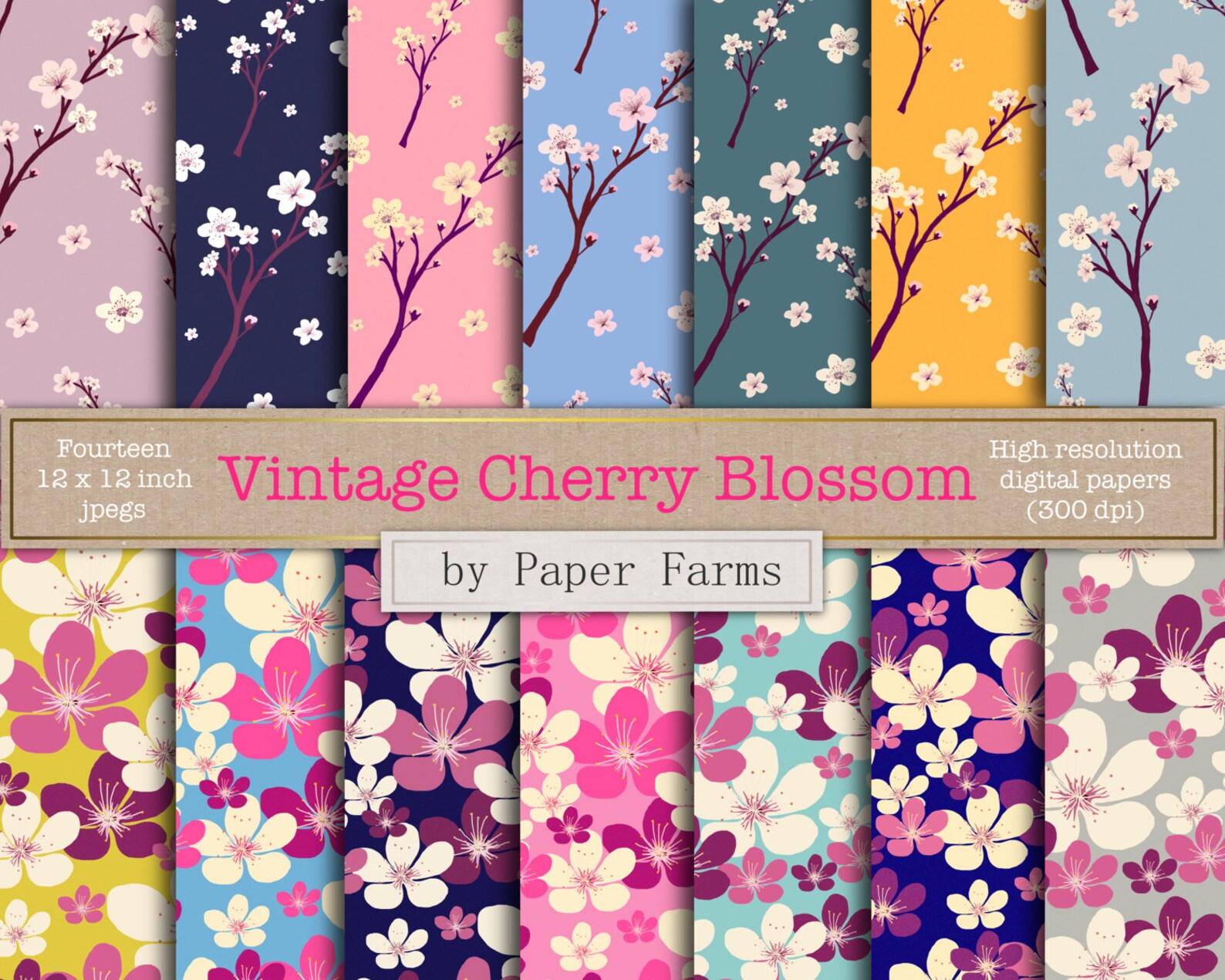 Spring Flower Digital Paper Vintage Flower Digital Paper | Etsy