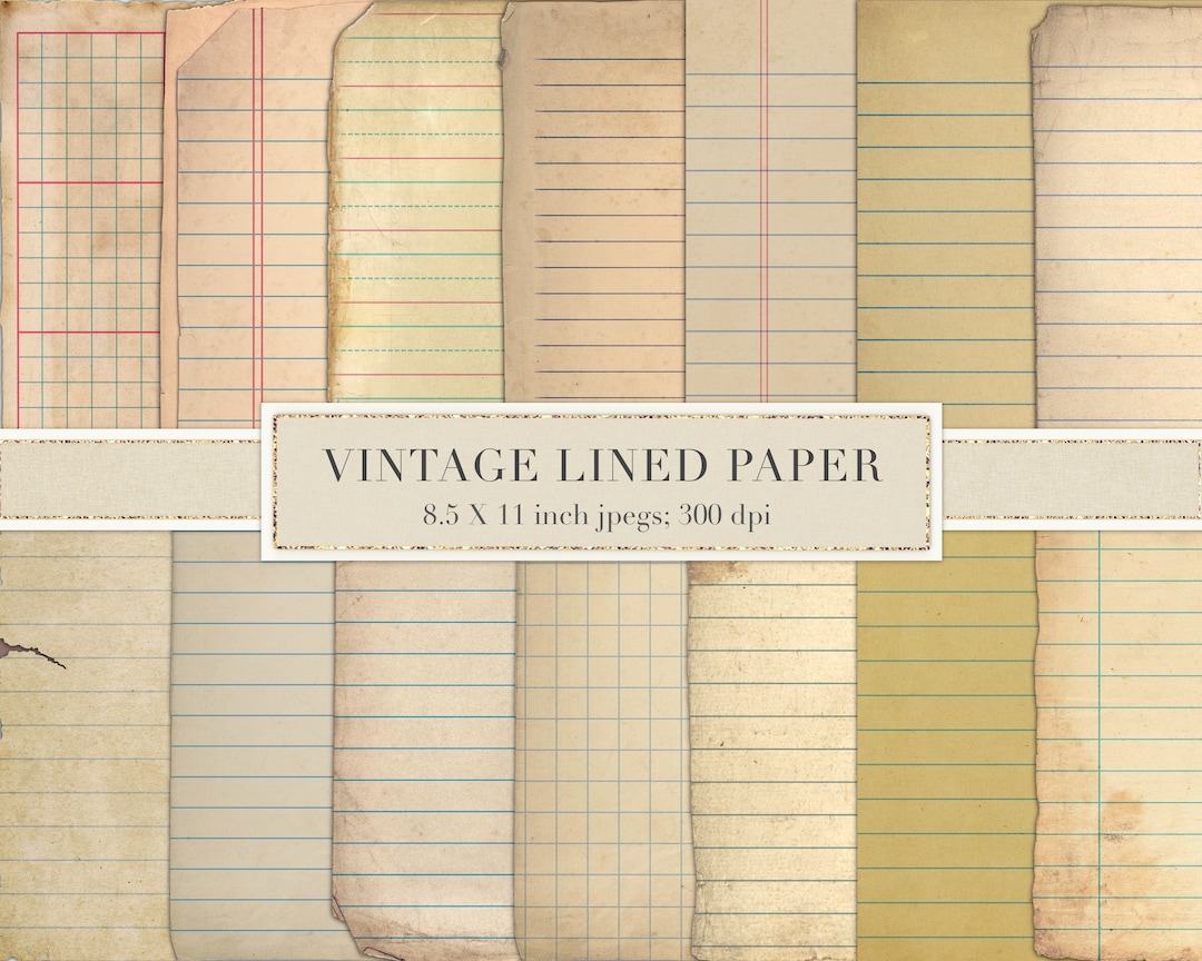 Vintage Lined Paper, Digital Paper Textures, Homework Paper, School ...