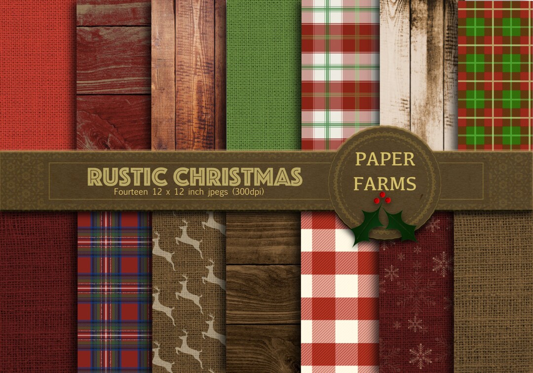 Rustic Christmas Digital Paper, Rustic Christmas Scrapbooking Paper ...