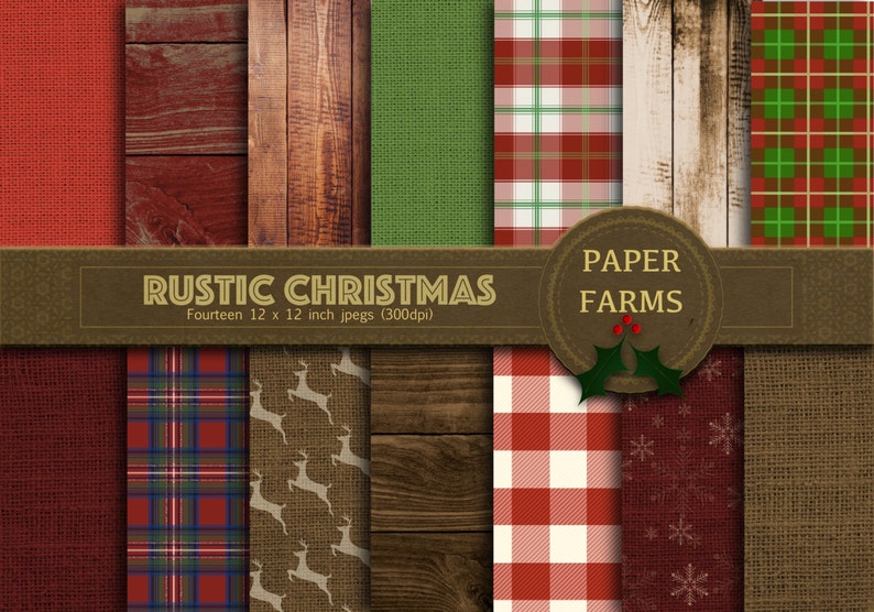 Rustic Christmas Digital Paper, Rustic Christmas Scrapbooking Paper ...