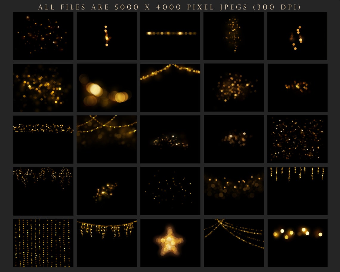 Christmas Overlays, Gold Christmas Overlays, Christmas Bokeh Overlays ...