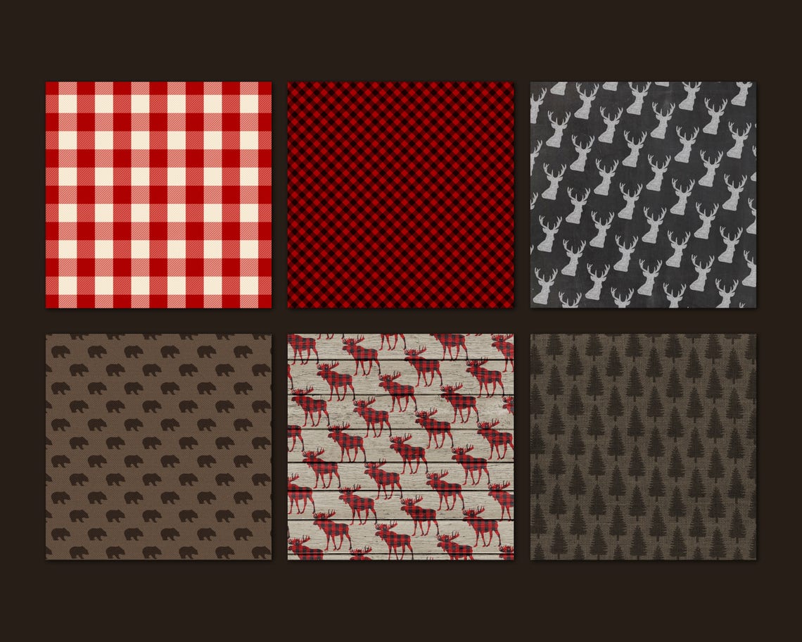 Lumberjack Digital Paper Lumberjack Scrapbook Paper Rustic - Etsy