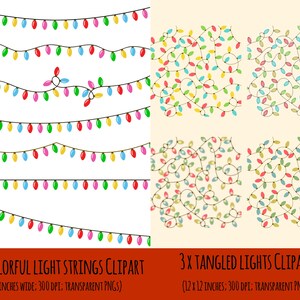 Christmas Lights Clipart, Fairy Lights Clipart, Christmas Overlays ...