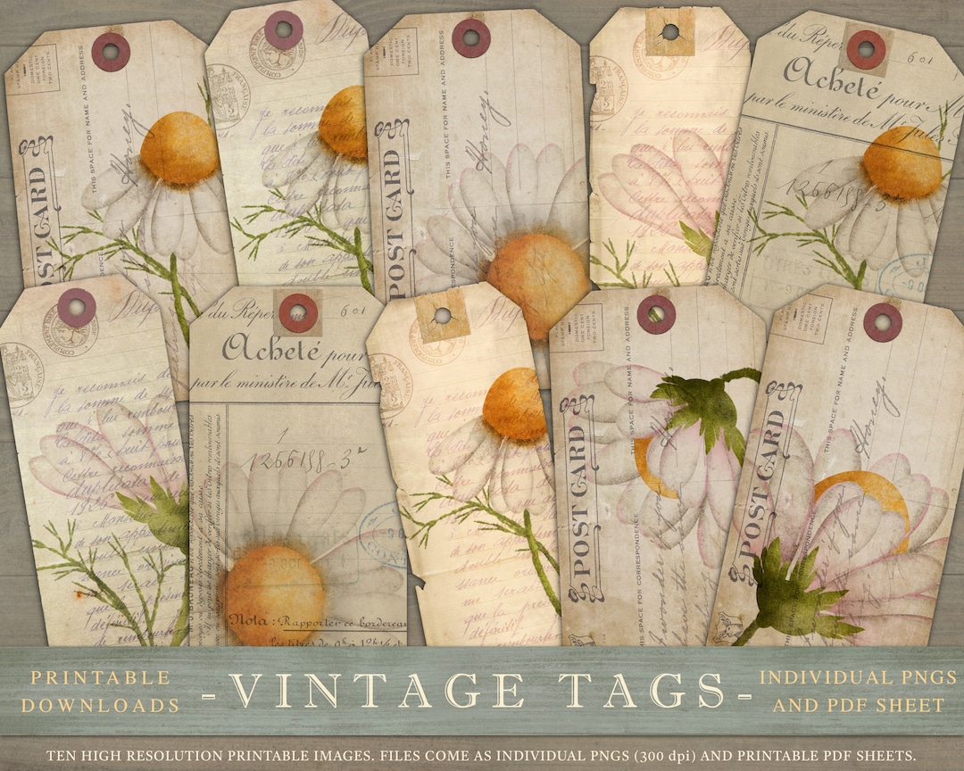 Junk Journal Tags, Printable Luggage Tags, Vintage Printable Tags ...