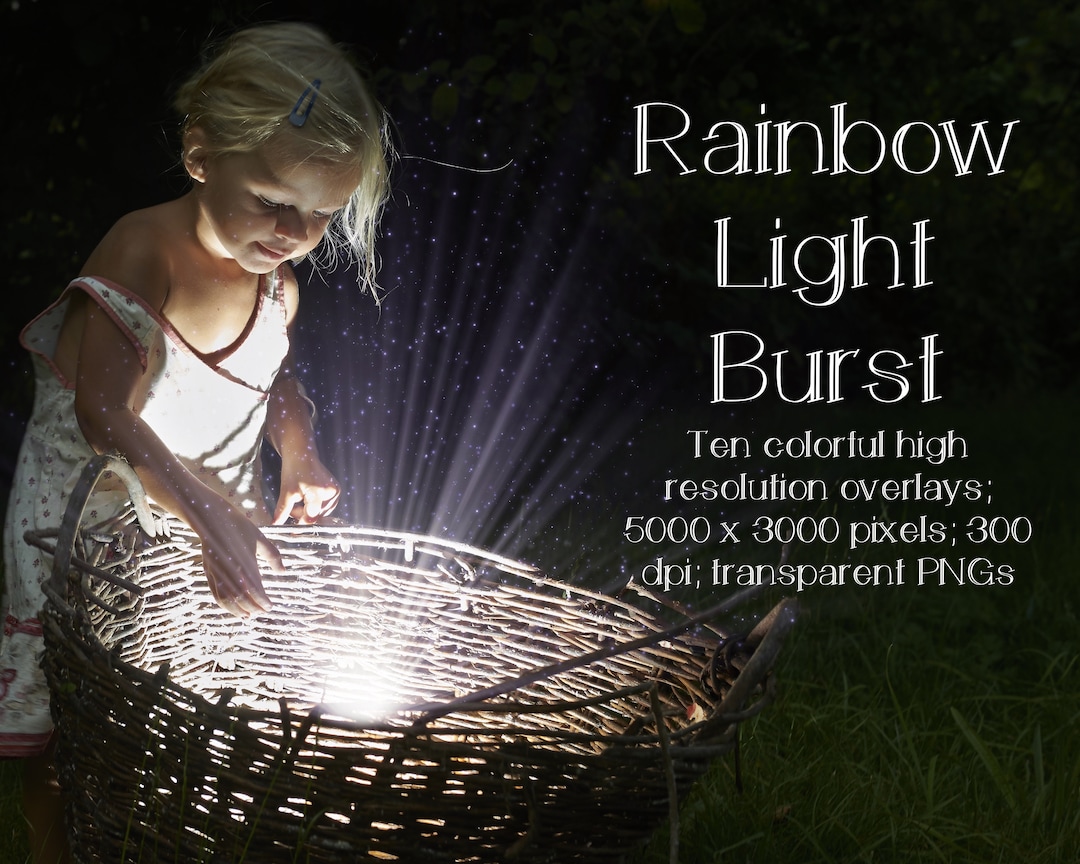 Rainbow Light Burst Overlays, Light Rays, Glitter, Sparkle, Overlays ...