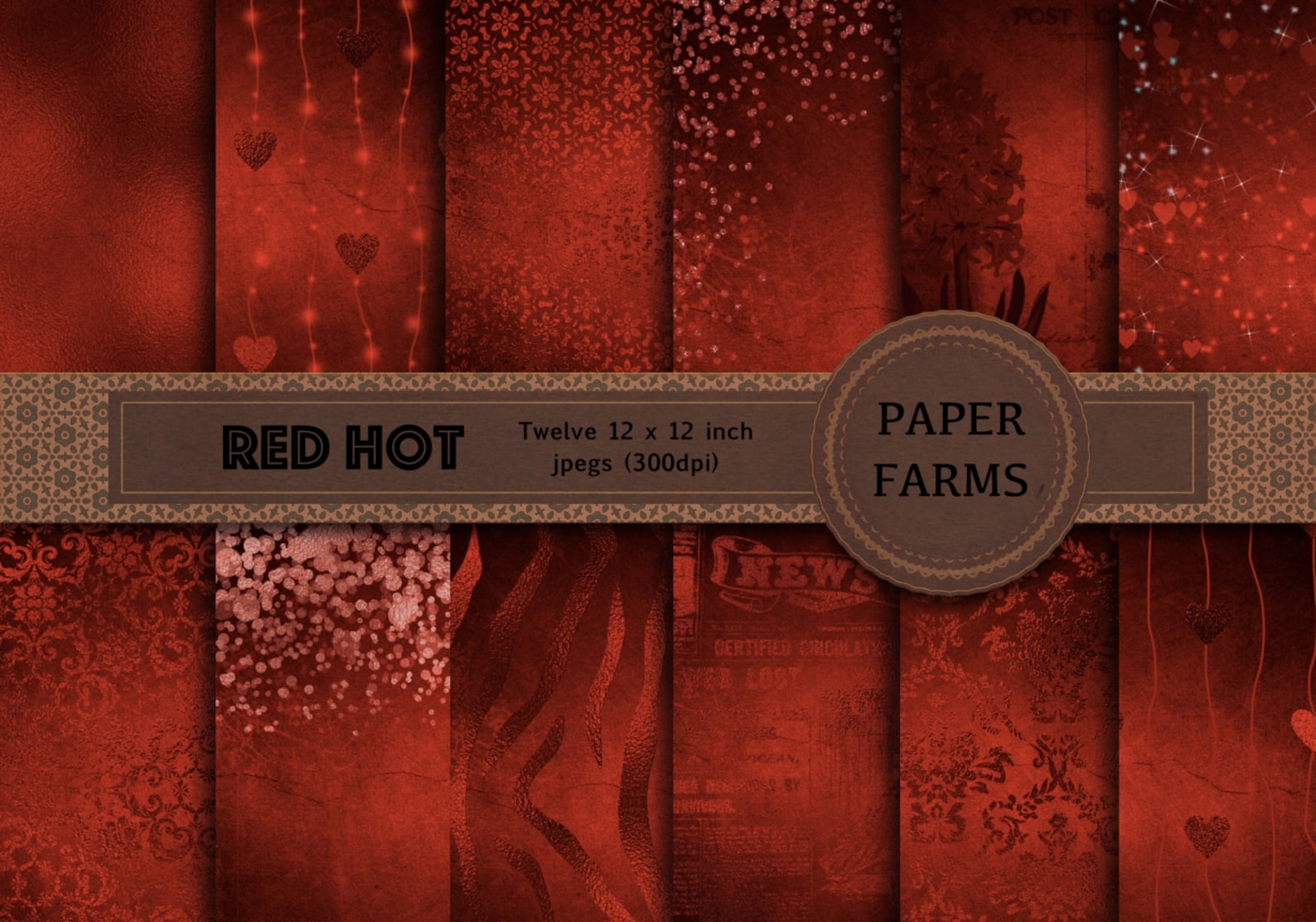 Red Digital Paper, Red Velvet, Metallic Red, Valentine Digital Paper ...