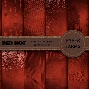 Red Digital Paper, Red Velvet, Metallic Red, Valentine Digital Paper ...