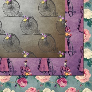 Vintage Digital Paper, Vintage Scrapbook Paper, Vintage Bicycles ...