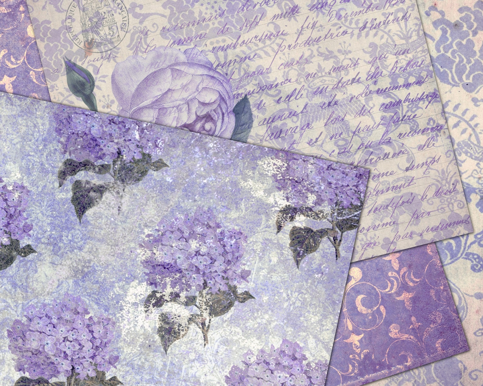 Vintage Purple Digital Paper Purple Shabby Chic Purple - Etsy
