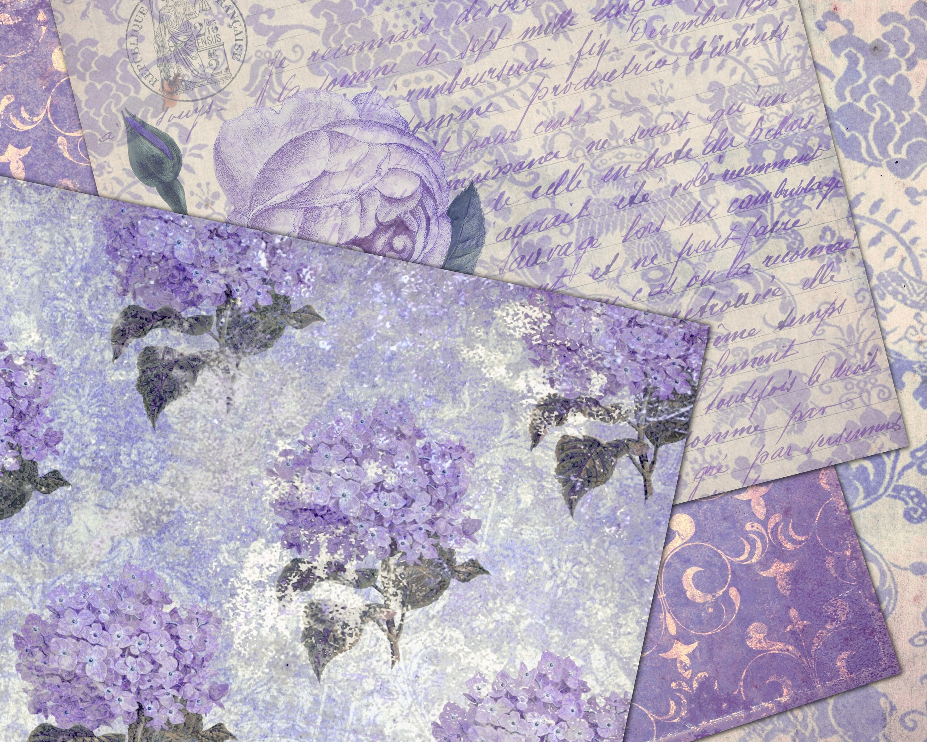 Vintage Purple Digital Paper Purple Shabby Chic Purple - Etsy