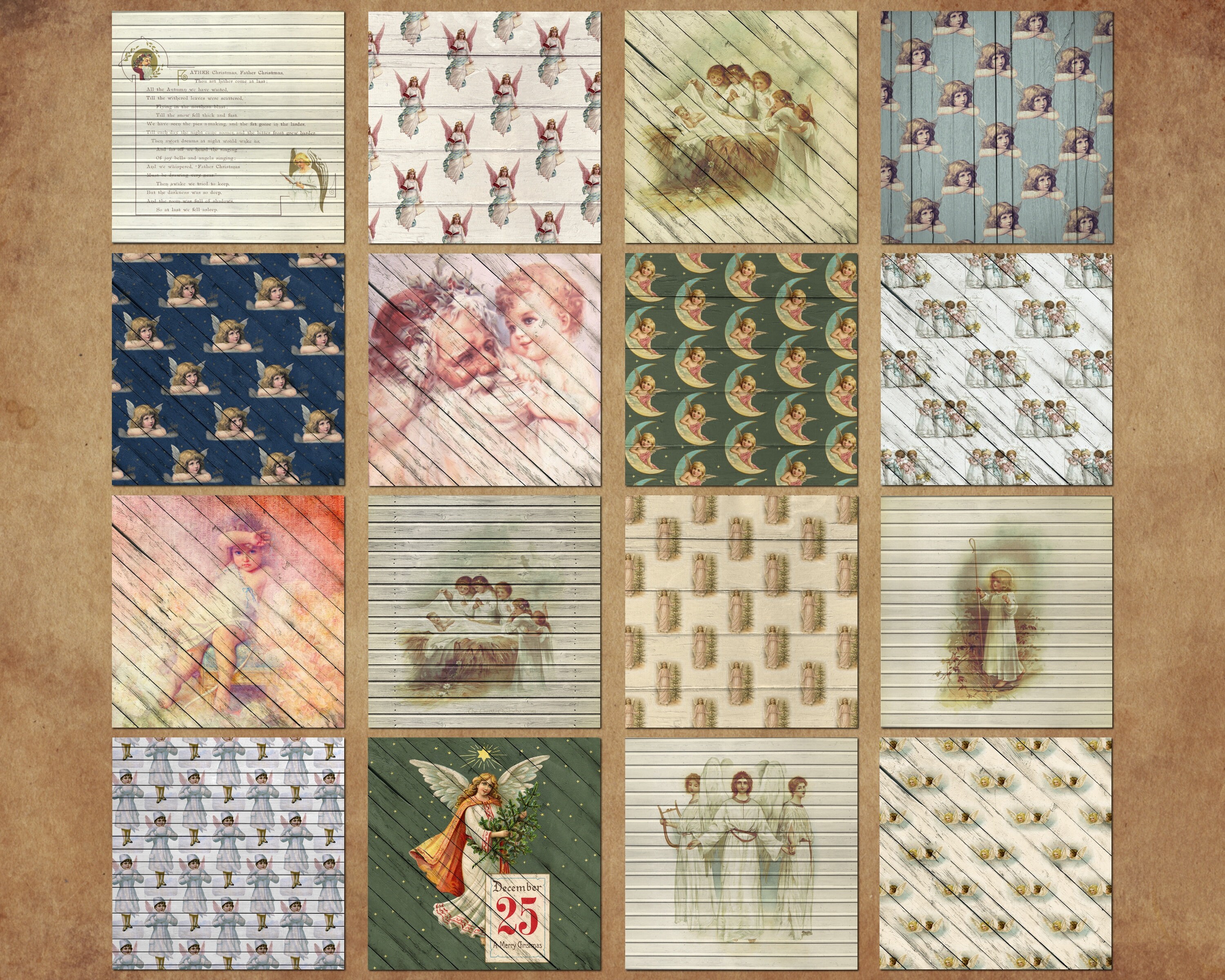 Angels Digital Paper Rustic Christmas Digital Paper - Etsy