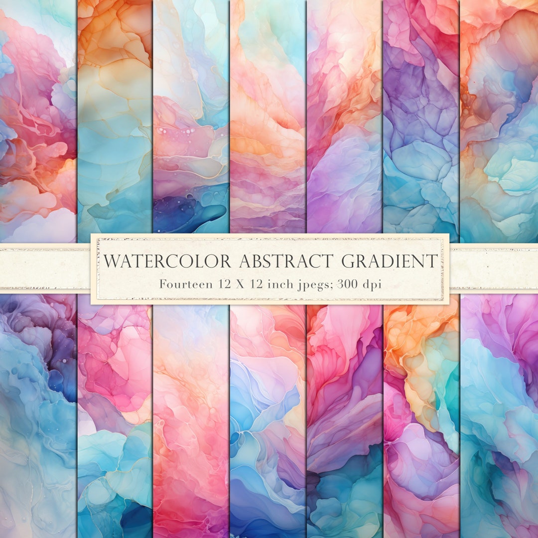 Watercolor Gradient, Abstract Watercolor, Digital Paper, Scrapbook ...