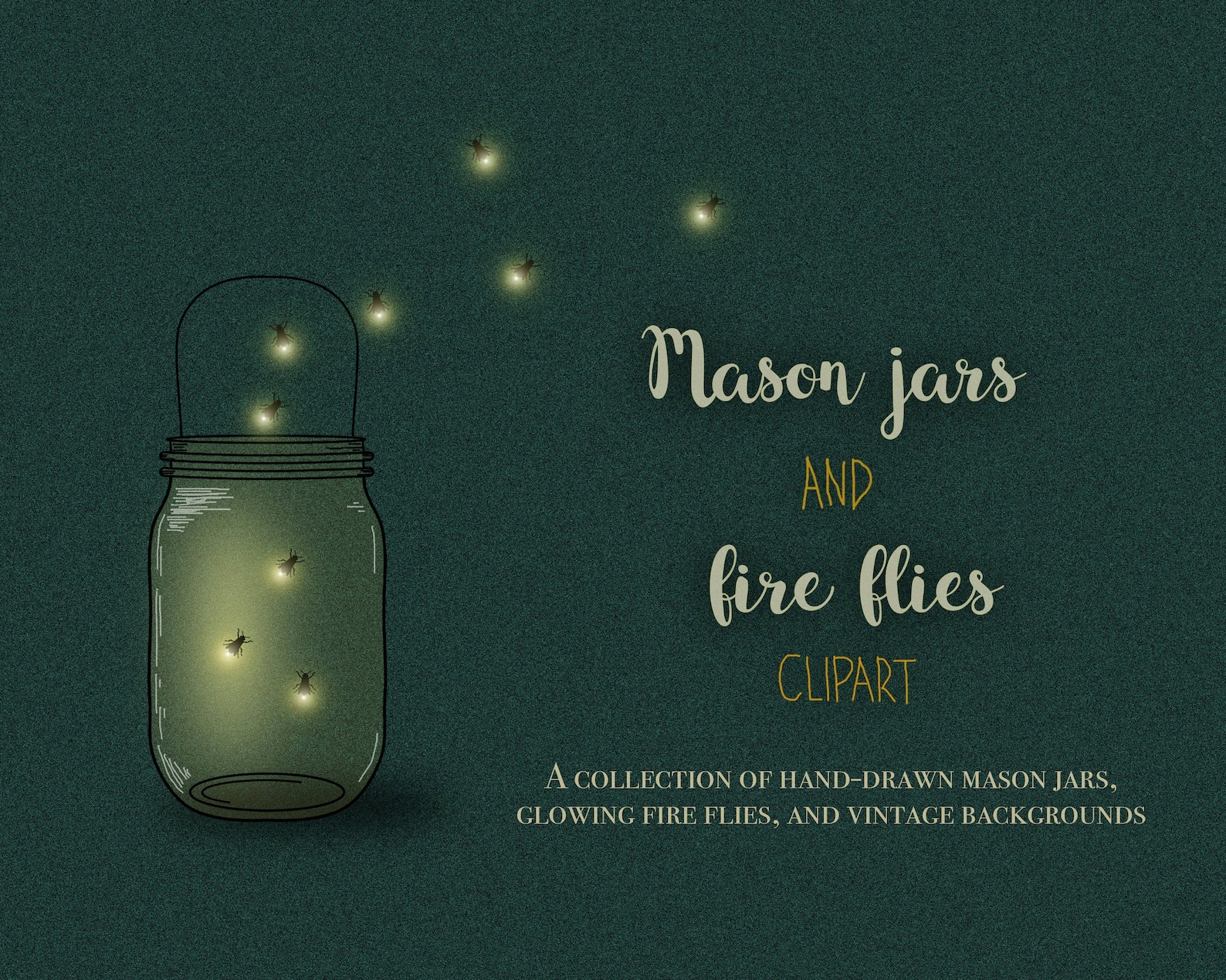 Mason Jar Clipart Firefly Clipart Firefly Lights Fireflies - Etsy