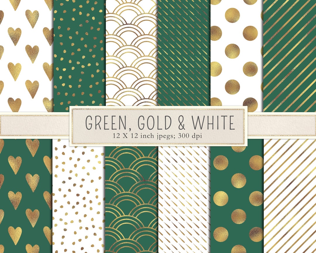 Green Gold Digital Paper, Scrapbook Paper, Green Gold, Christmas ...