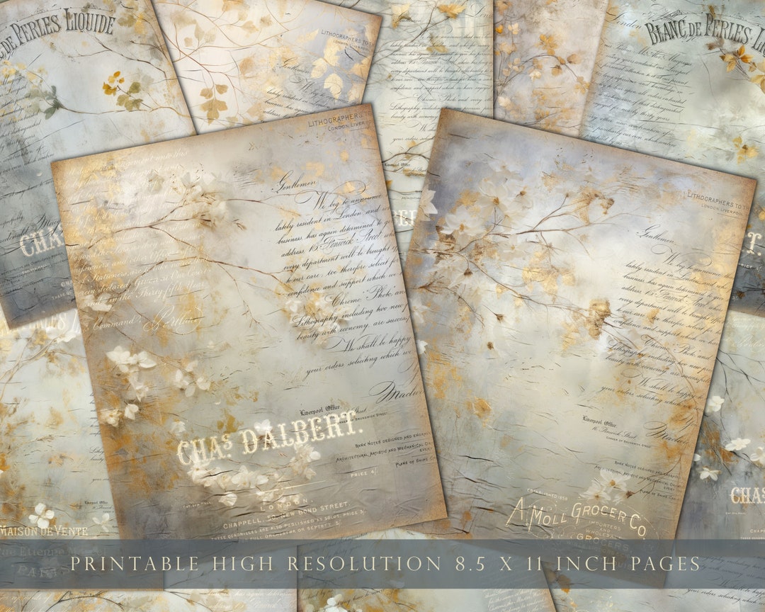 Vintage Floral Junk Journal Pages, Vintage Flowers, Delicate Flowers ...