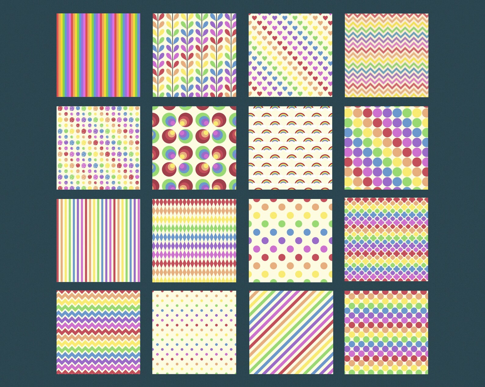 Retro Rainbow Digital Paper Retro Rainbow Scrapbook Paper | Etsy
