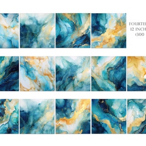 Teal and Gold Watercolor, Digital Paper, Scrapbook Paper, Aqua ...