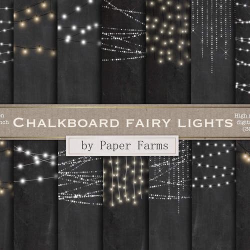 Chalkboard Fairy Lights Fairy Light Digital Paper Strings of - Etsy