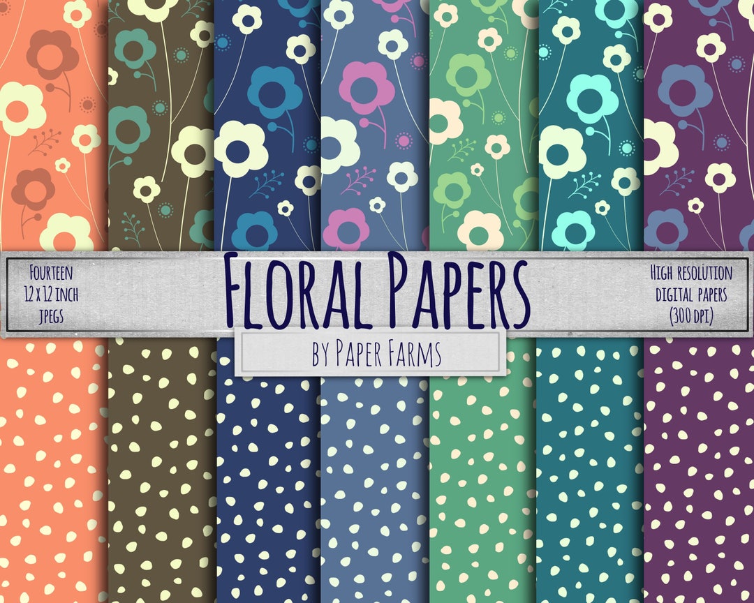 Flower Digital Paper, Flower Scrapbook Paper, Floral, Flower, Spring ...