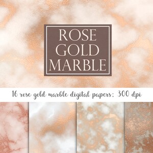 Rose Gold Marble Digital Paper, Rose Gold Marble Textures, Rose Gold ...