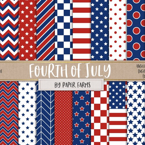 USA Digital Paper Set Stars and Stripes Red White and Blue - Etsy