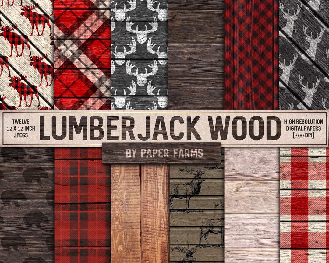 Rustic Lumberjack, Digital Paper, Scrapbook Paper, Background ...