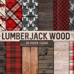 Rustic Lumberjack, Digital Paper, Scrapbook Paper, Background ...