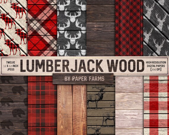 Rustic Lumberjack Digital Paper Scrapbook Paper Background | Etsy