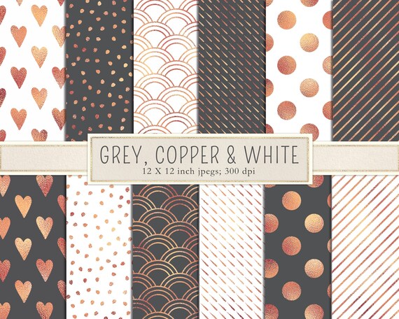 Copper digital paper copper patterns grey copper copper | Etsy