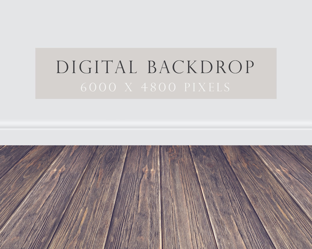 Wood Floor Backdrop, White Wall, Digital, Printable, Dark Wood ...