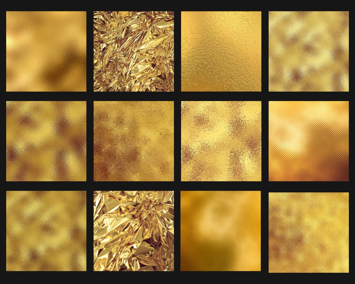 Gold Foil Digital Paper Gold Foil Scrapbook Paper Golden - Etsy