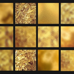 Gold Foil Digital Paper, Gold Foil Scrapbook Paper, Golden, Metal ...