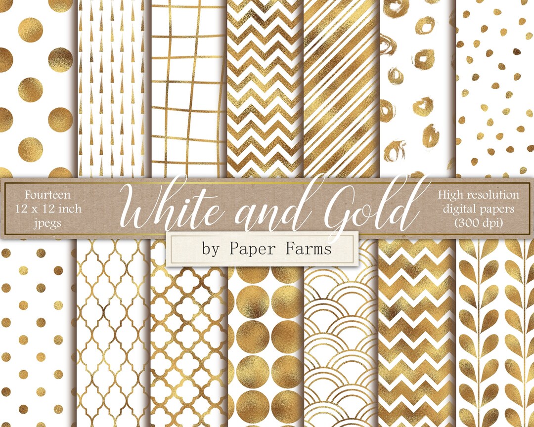 White and Gold Digital Paper, Gold White, White Gold, Digital Paper ...