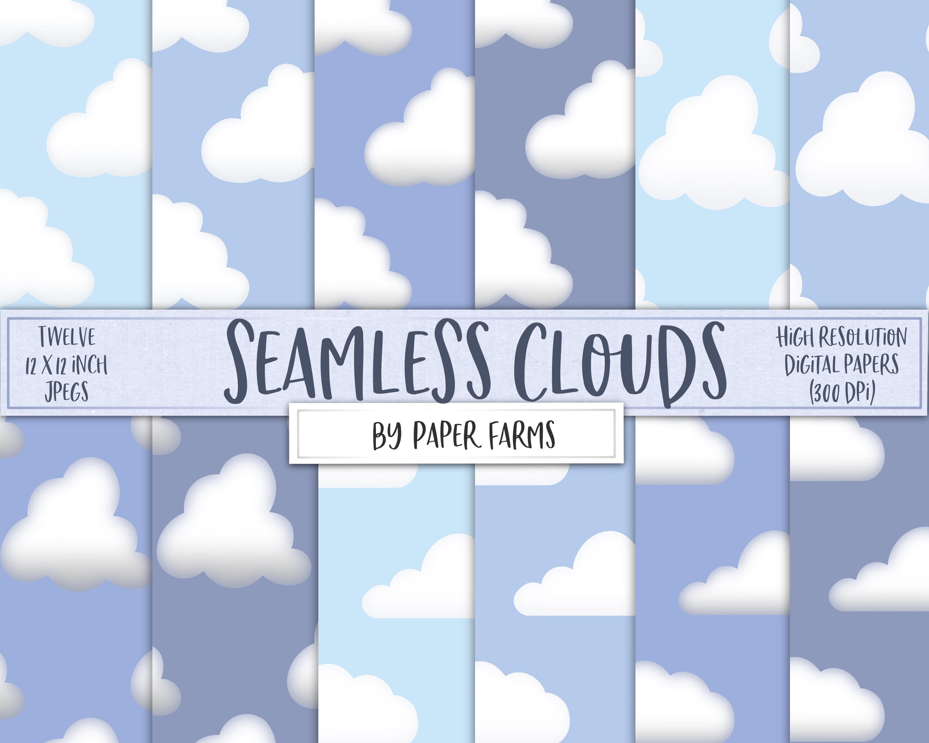 Cloud Digital Paper Seamless Clouds Cloud Patterns - Etsy