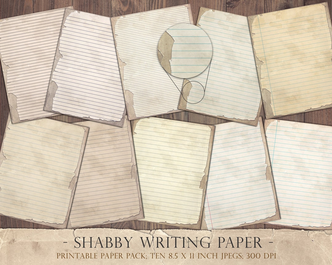 Shabby Notebook Paper, Printable, Lined Paper, Vintage, Homework ...