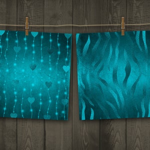 Vintage Teal Digital Paper, Metallic Teal Digital Paper, Teal Grunge ...