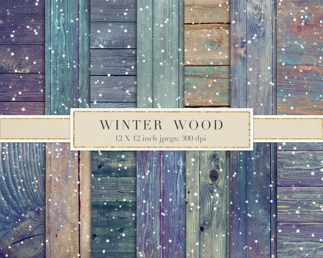 Winter Digital Paper, Wood Digital Paper, Snow, Winter, Wood, Scrapbook ...