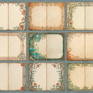Art Nouveau Junk Journal, Lined Paper, Lined Pages, Junk Journal Page ...