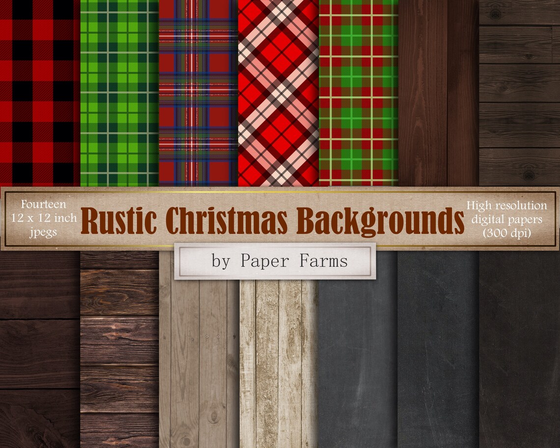 Rustic Christmas Backgrounds Rustic Christmas Digital Paper | Etsy