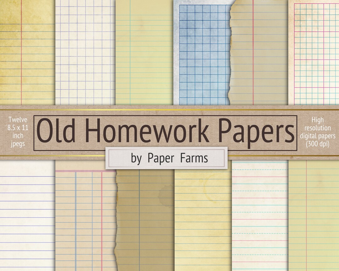 Digital Lined Paper, Vintage, Lined Paper, Ledger Paper, School ...