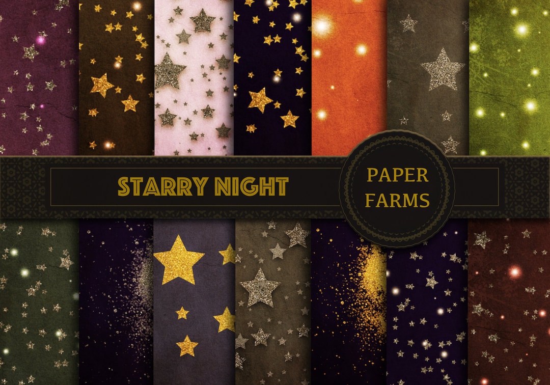 Night Sky Digital Paper, Space Digital Paper, Gold Star Digital Paper ...