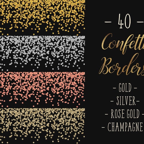 Digital Rose Gold Confetti Borders Metallic Confetti Border - Etsy UK